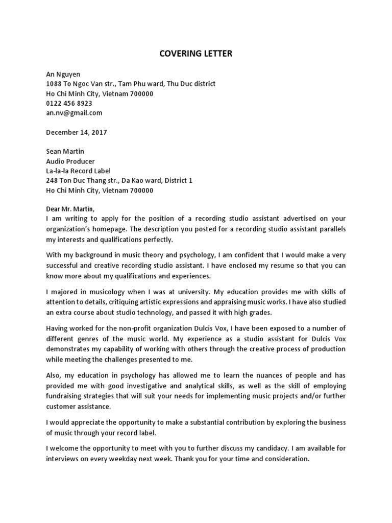 Covering Letter | PDF