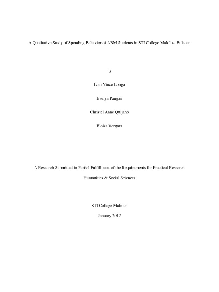 A Qualitative Study of Spending Behavior | PDF | Budget | Business