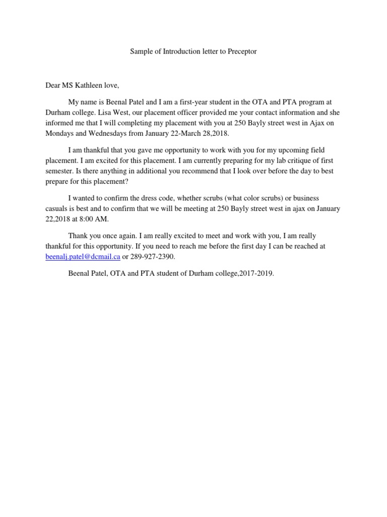 Sample of Introduction Letter | PDF