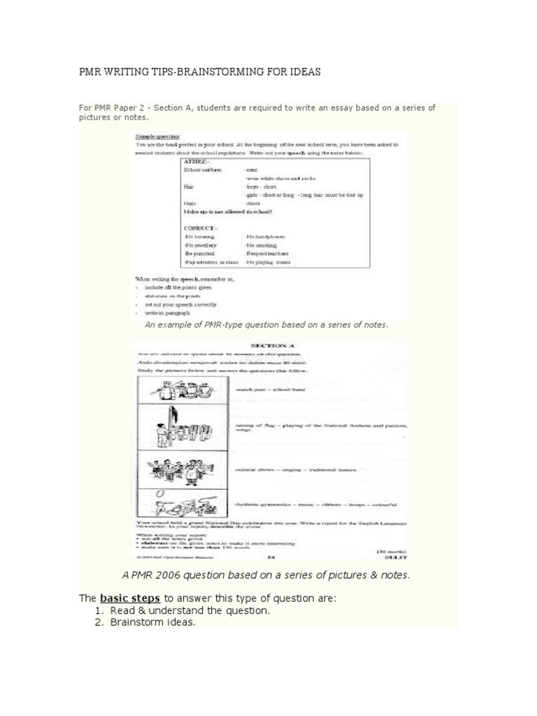 PMR Writing Tips | PDF | Brainstorming | Essays