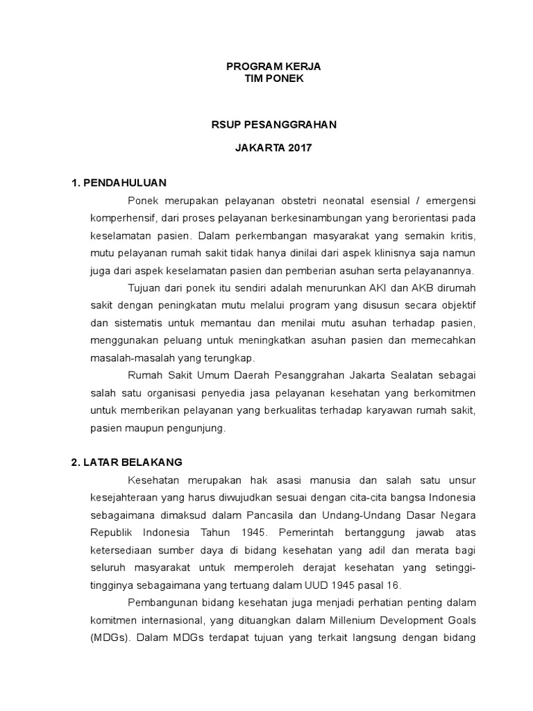 Program Kerja Ponek 1 | PDF