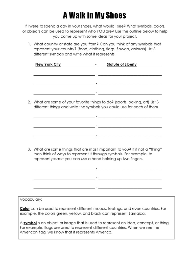 Walk in My Shoes - Planning Worksheet | PDF
