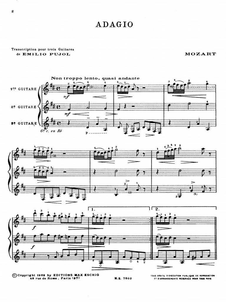 Mozart - 2 Guitar Trios (TR Pujol) - Sheet Scores Classic Classical ...