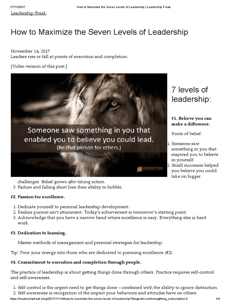 How To Maximize The Seven Levels of Leadership - Leadership Freak | PDF ...