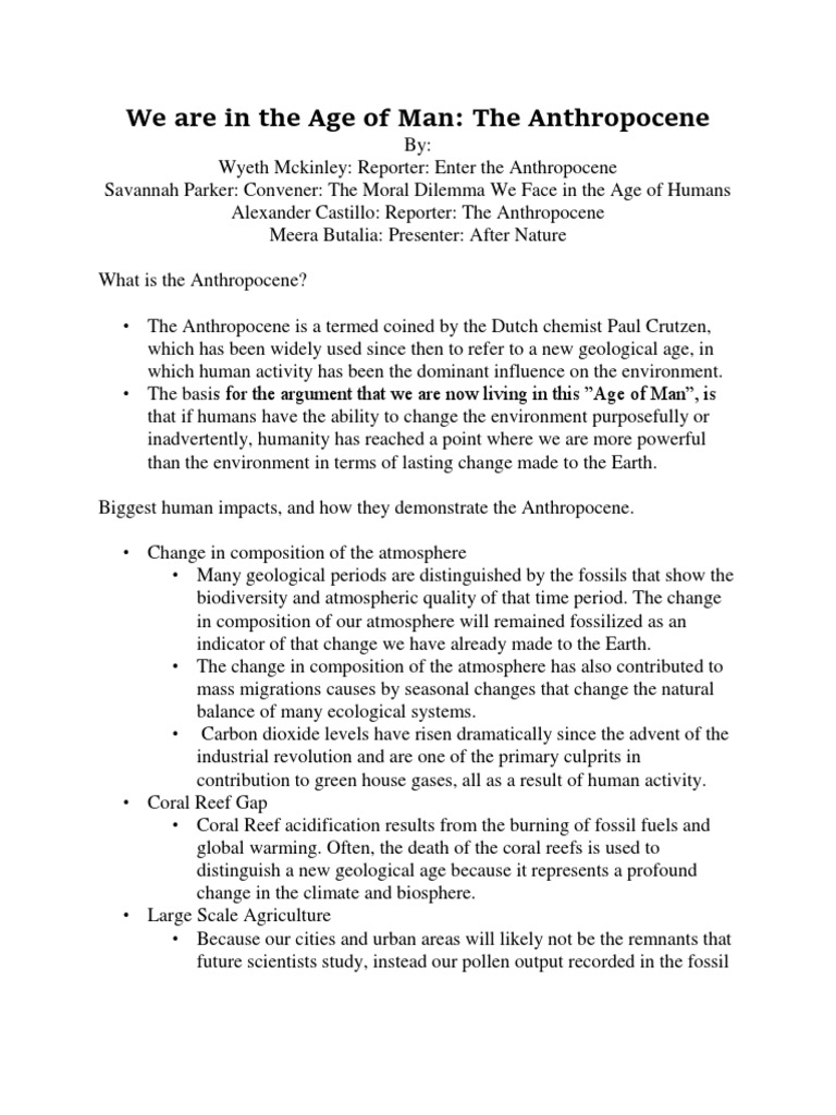 We Are in The Age of Man | PDF | Anthropocene | Human Impact On The ...