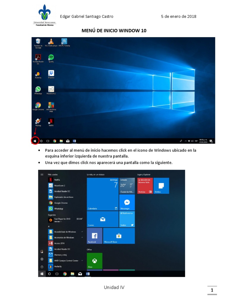 Manual Menú de Inicio Windows 10 | PDF