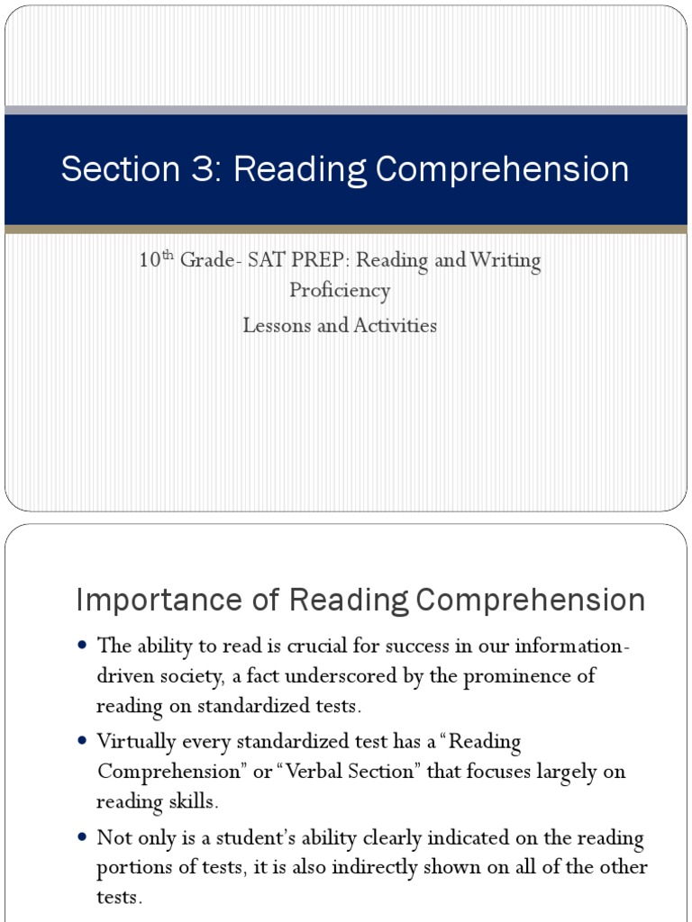 Section 3 Reading Comprehension Newest | PDF | Reading Comprehension ...