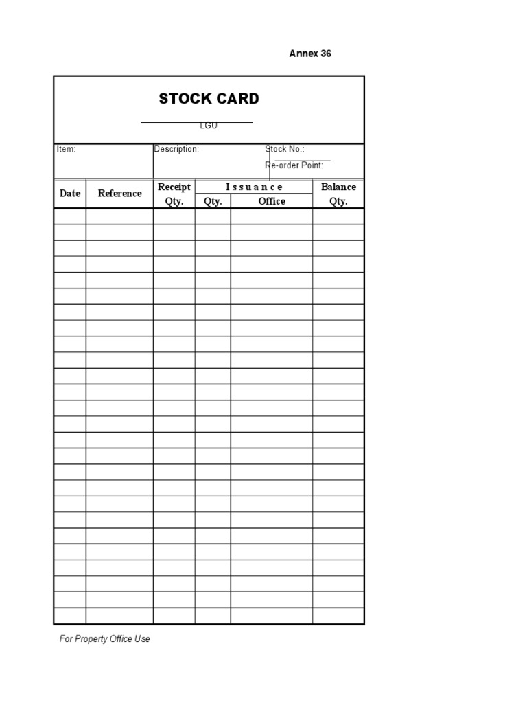 Property and Stock Card Formats | PDF
