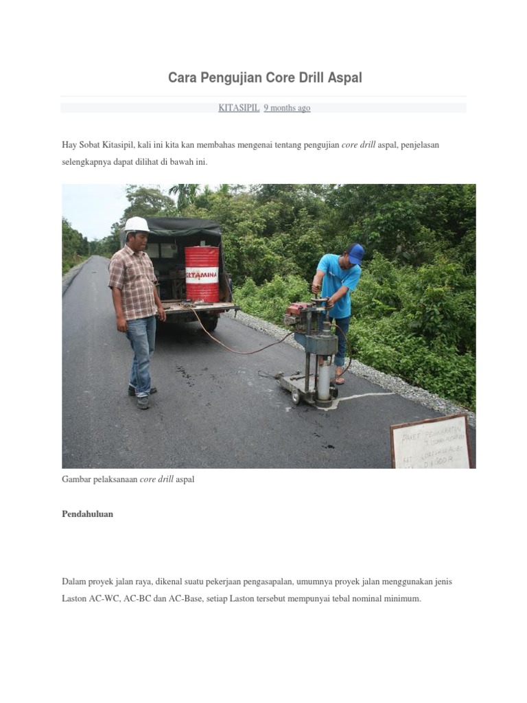 Cara Pengujian Core Drill Aspal Pdf