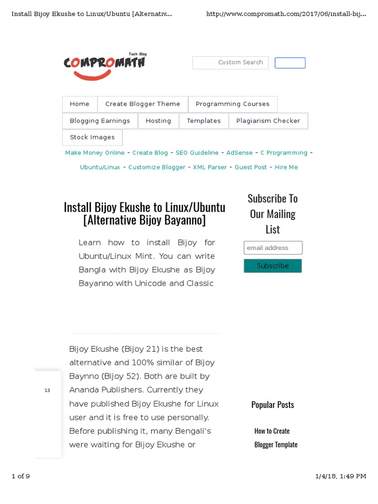 Bijoy in Linux | Download Free PDF | Ubuntu (Operating System) | Linux