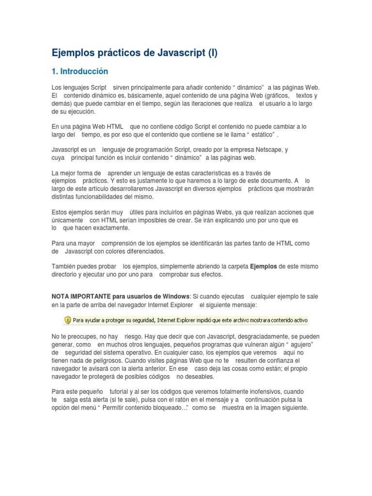 Ejemplos Prácticos de Javascript | PDF | Script Java | Página web