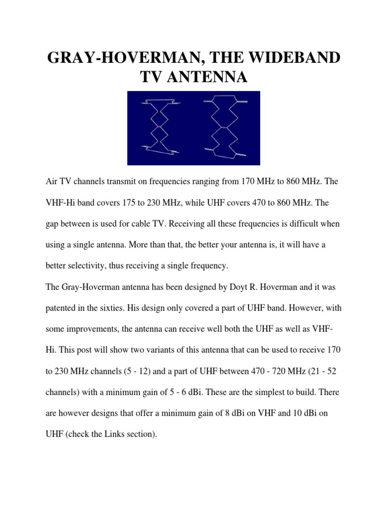 Gray Hoverman The Wideband TV Antenna | PDF | Antenna (Radio) | Coaxial ...