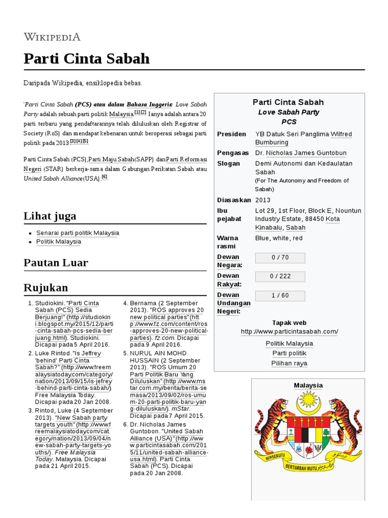 Parti Cinta Sabah | PDF