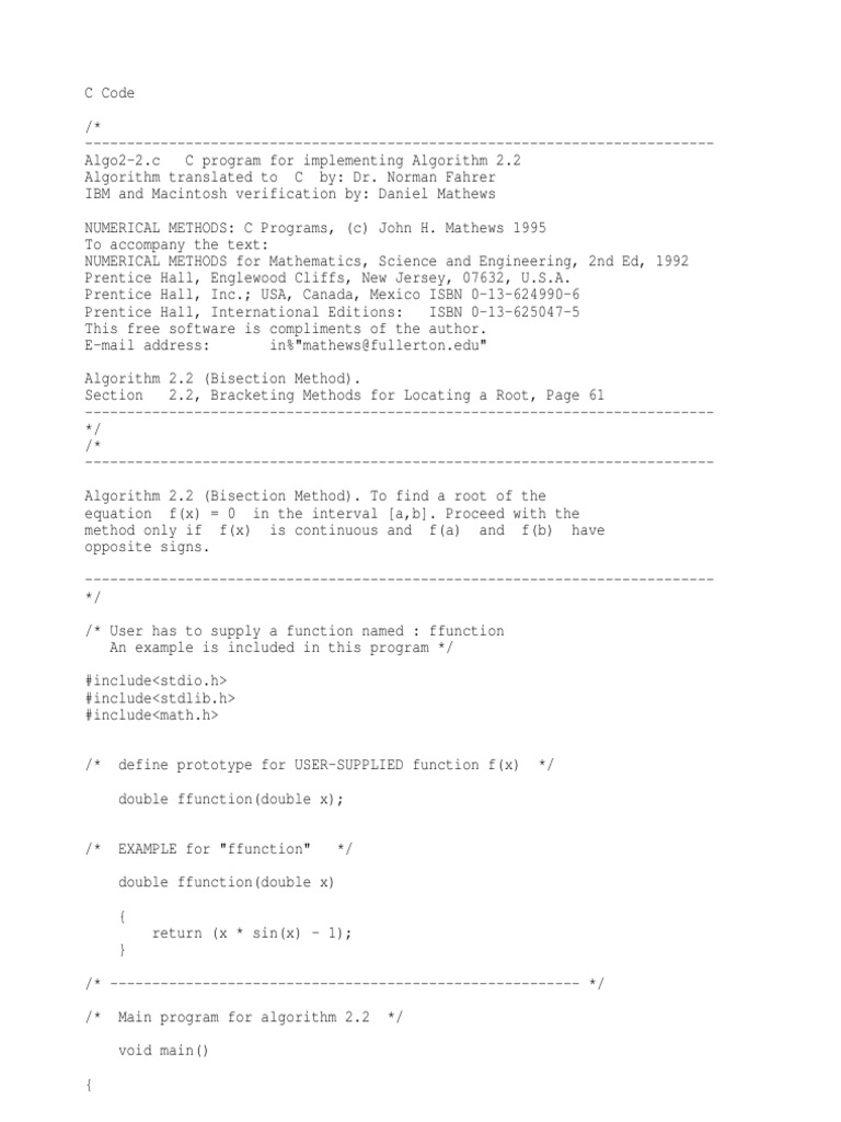 Bisection Method | PDF | Function (Mathematics) | Computer Programming