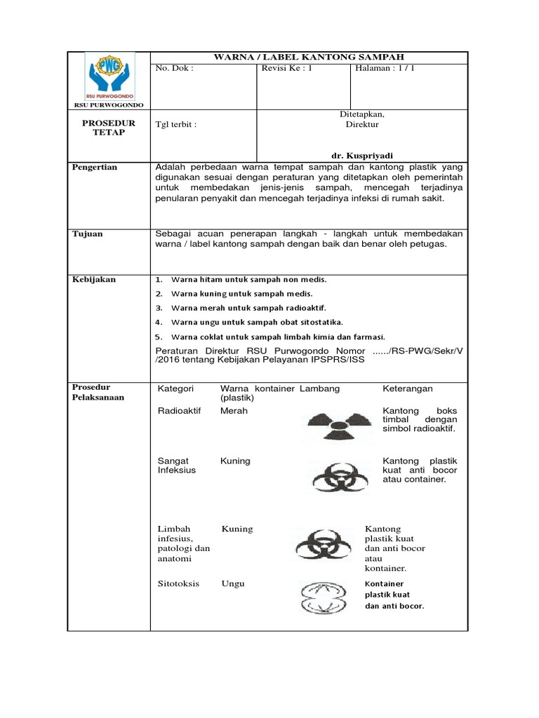 Spo Warna Label Kantong Sampah | PDF