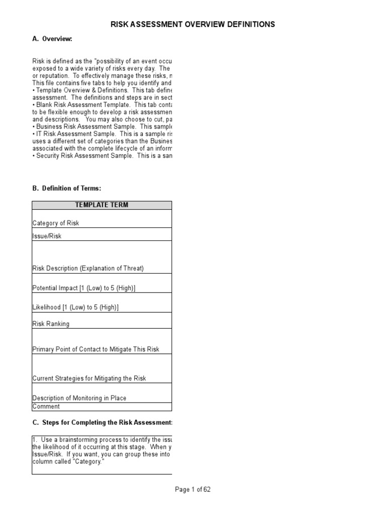 Risk Assessment Template - Ods | PDF | Risk Management | Information ...