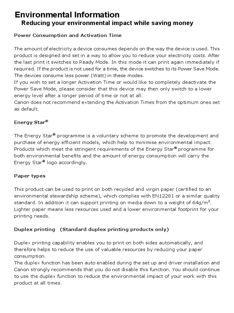 Environmental Info Sheet PDF | PDF