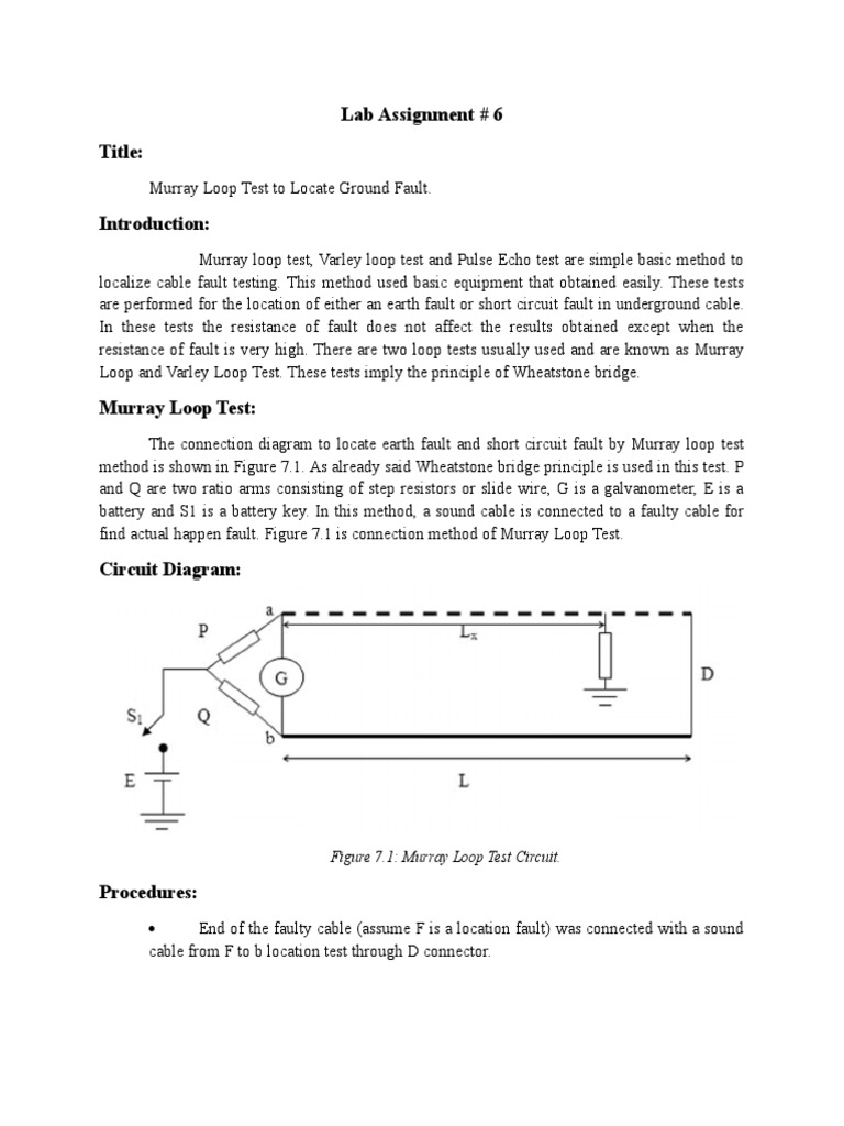Murray Loop Test To Locate Ground Fault | PDF | Electric Power ...
