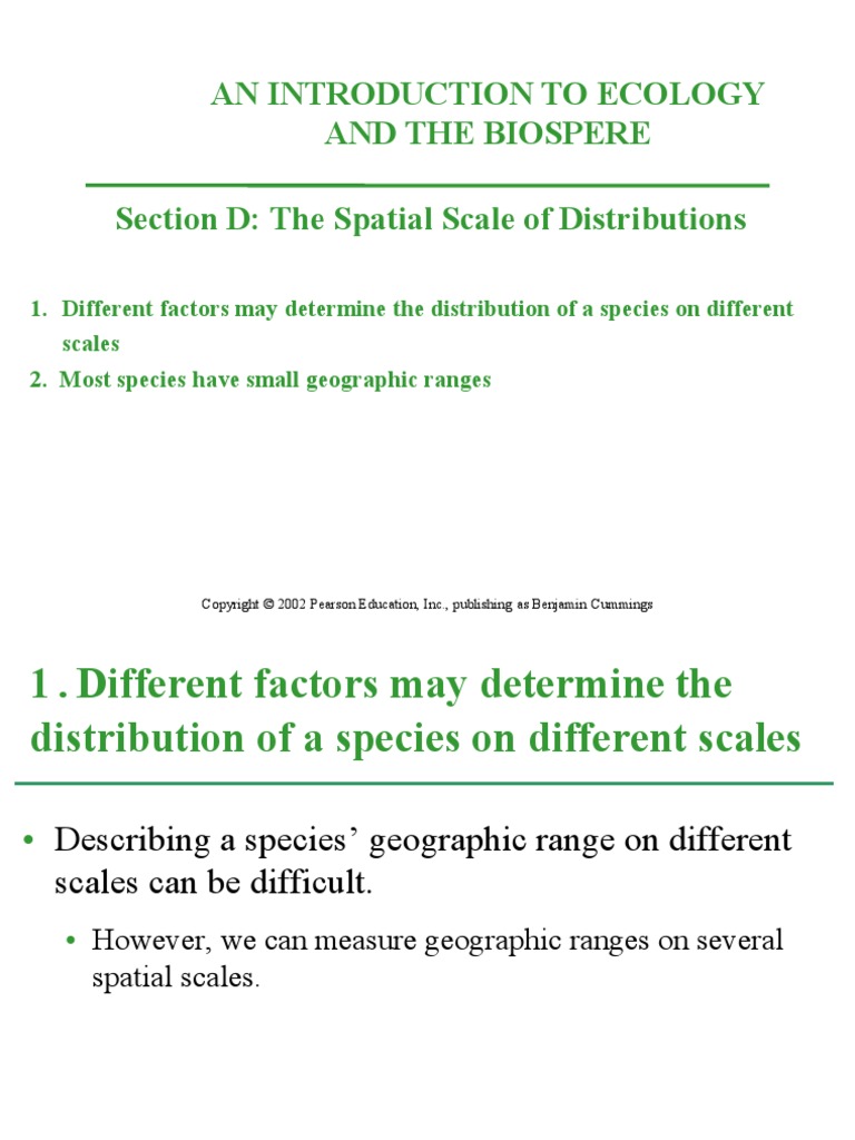 An Introduction To Ecology and The Biospere Section D: The Spatial ...