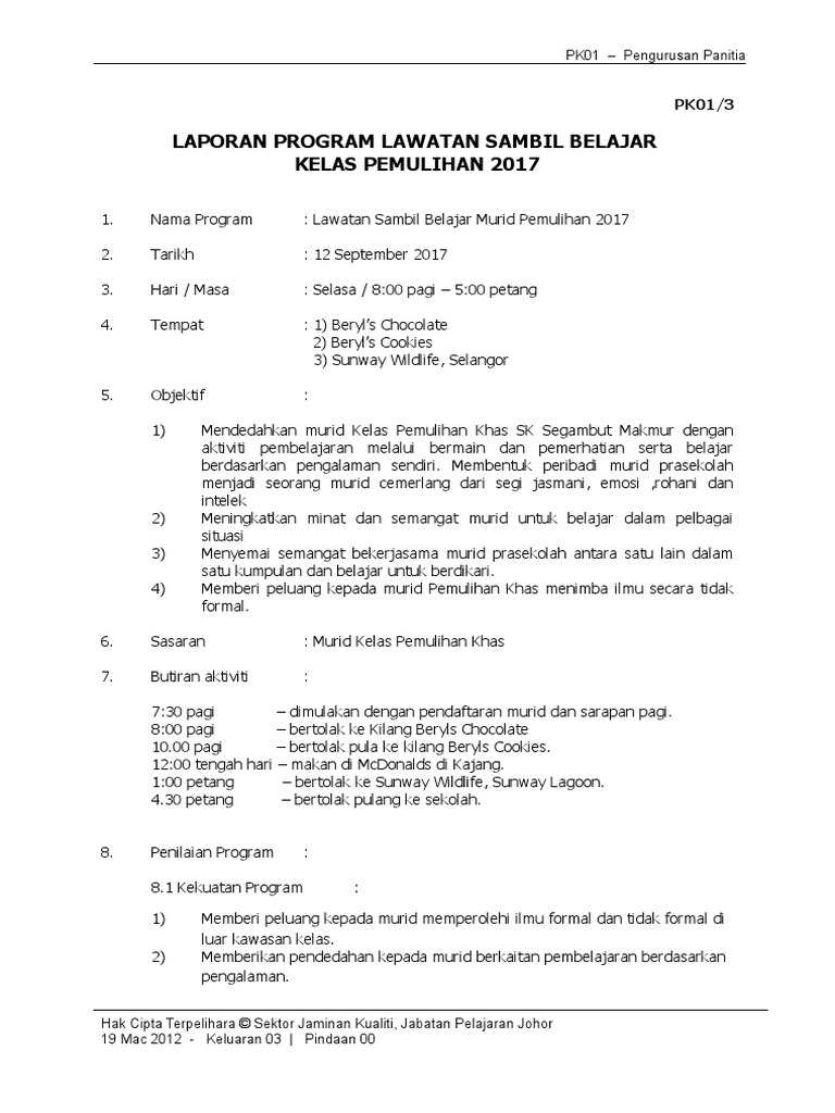 Format Laporan Program Pemulihan | PDF