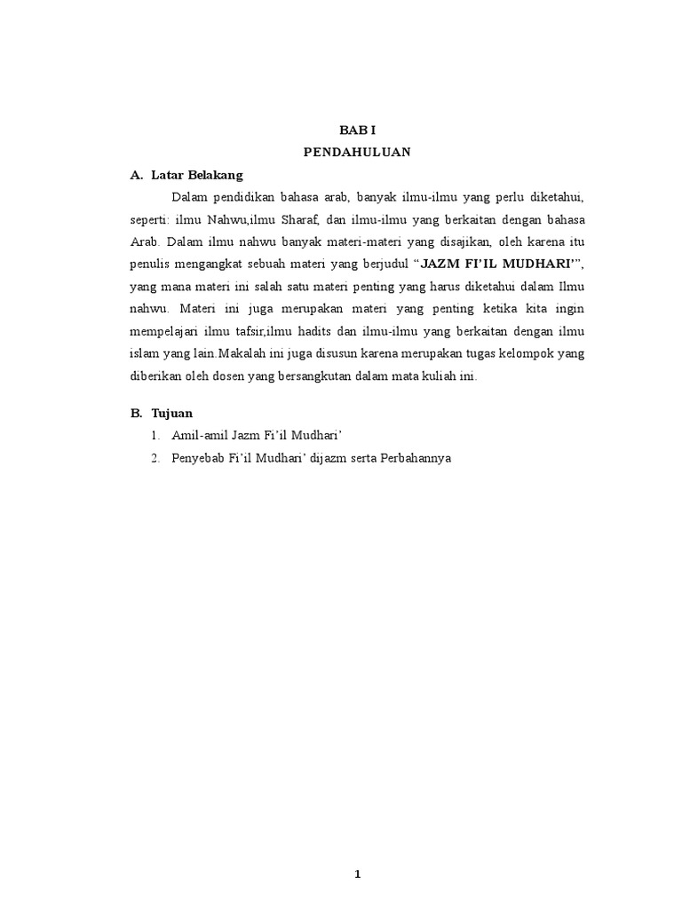 Amil Jazm Fi'il Mudhari' dan Contohnya | PDF