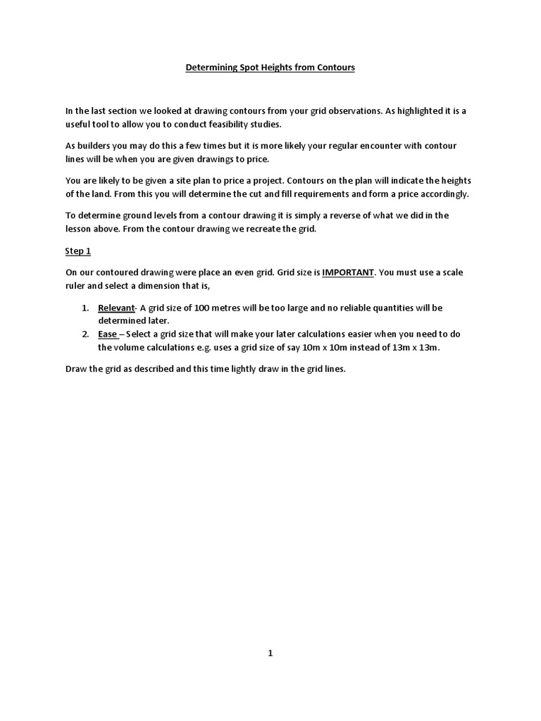 Calculating Spot Heights from Contours | PDF | Contour Line | Surveying