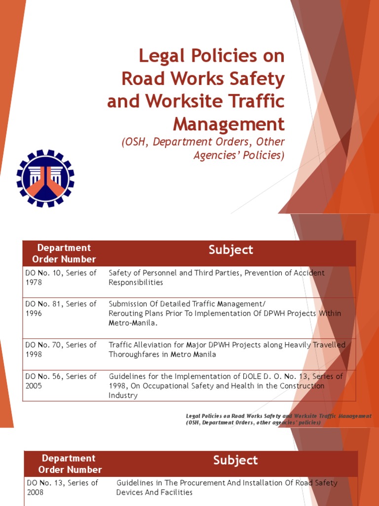 Legal Policies on Road Works Safety and Traffic Management | PDF ...