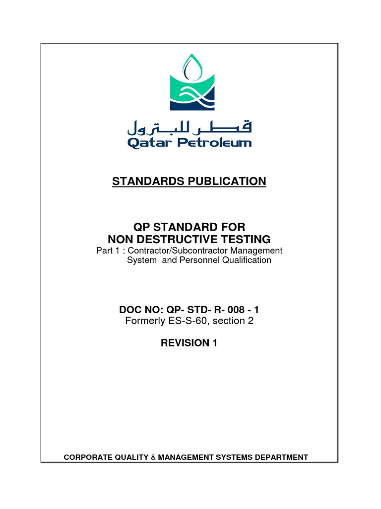 QP Standard For NDT Part 1 - Management System and Personnel ...