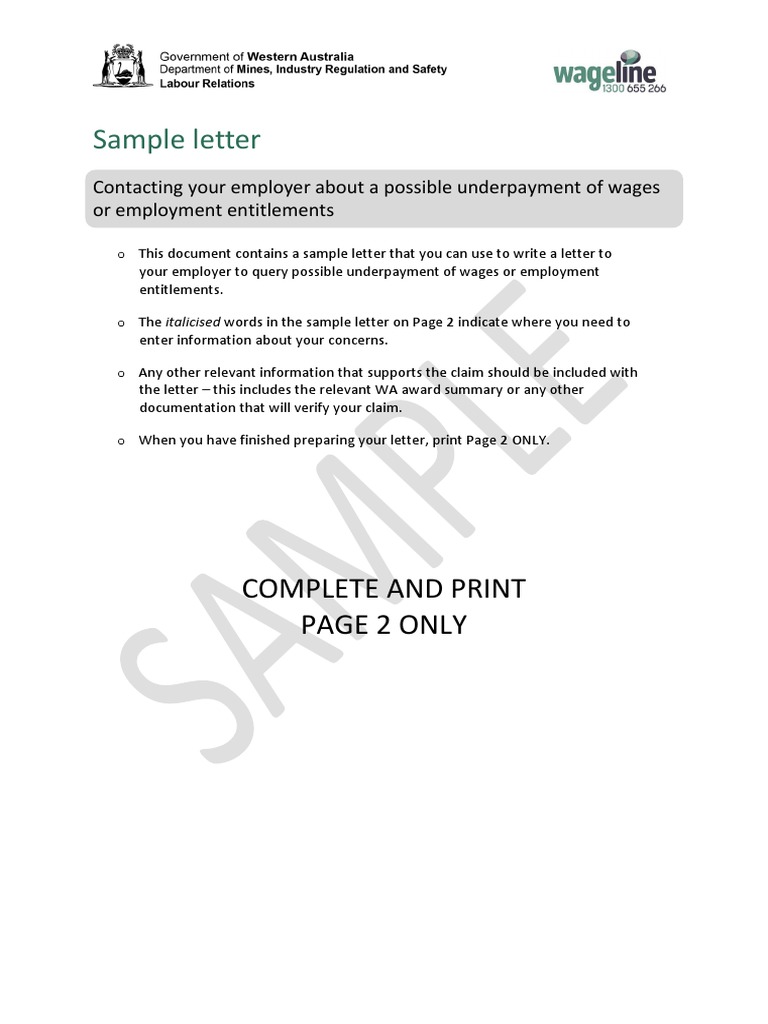 Underpayment Query Letter Template | PDF | Labor | Employment