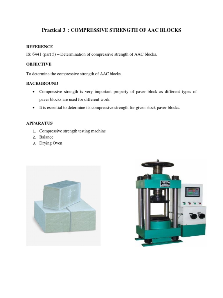 Practical 3: Compressive Strength of Aac Blocks: Reference | PDF