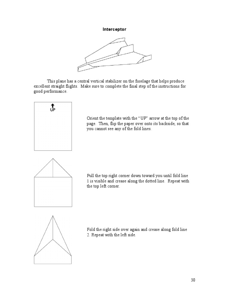 Interceptor Paper Airplane Instructions | PDF | Aircraft Configurations ...