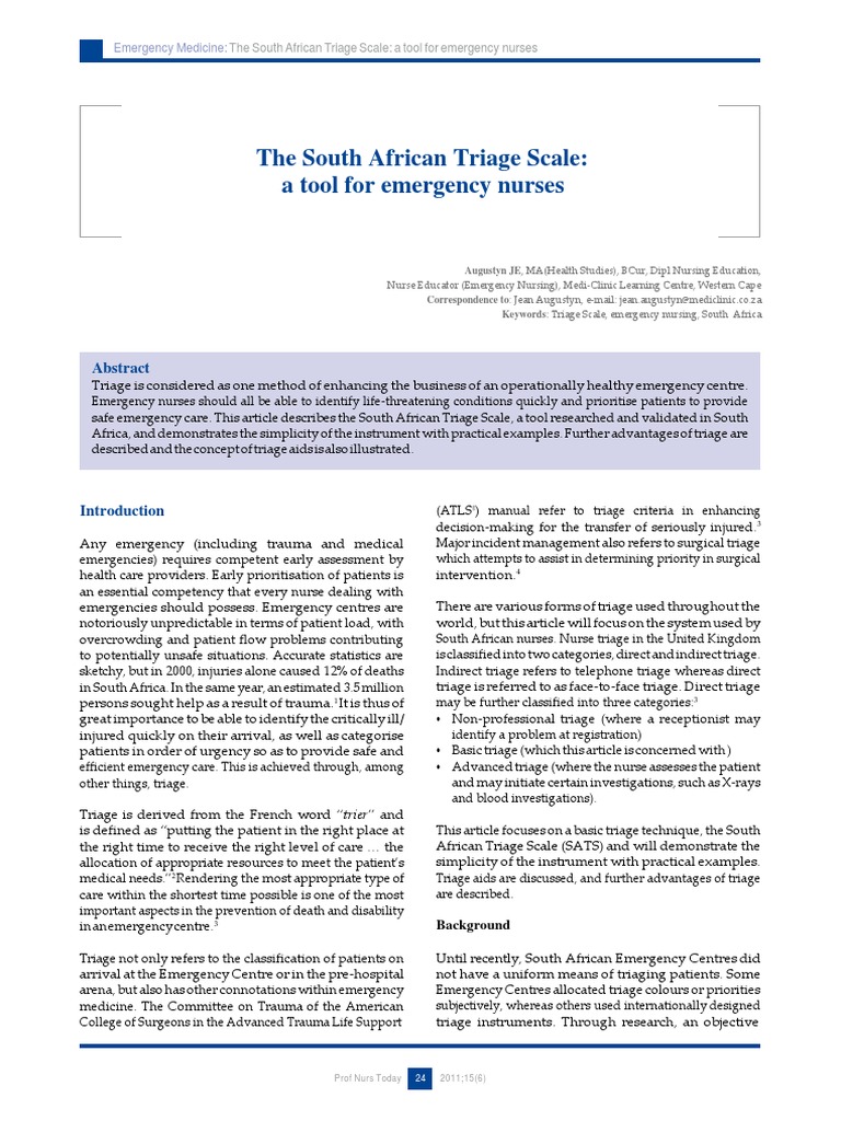 The South African Triage Scale: A Tool For Emergency Nurses | PDF ...