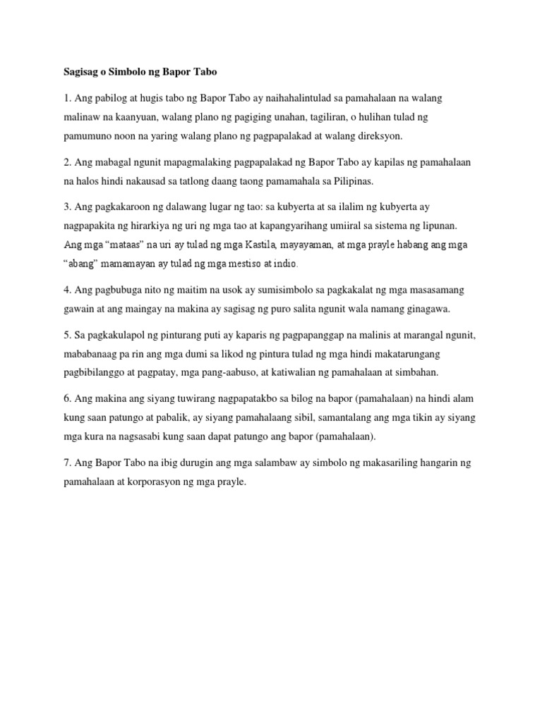 Sagisag o Simbolo Ng Bapor Tabo