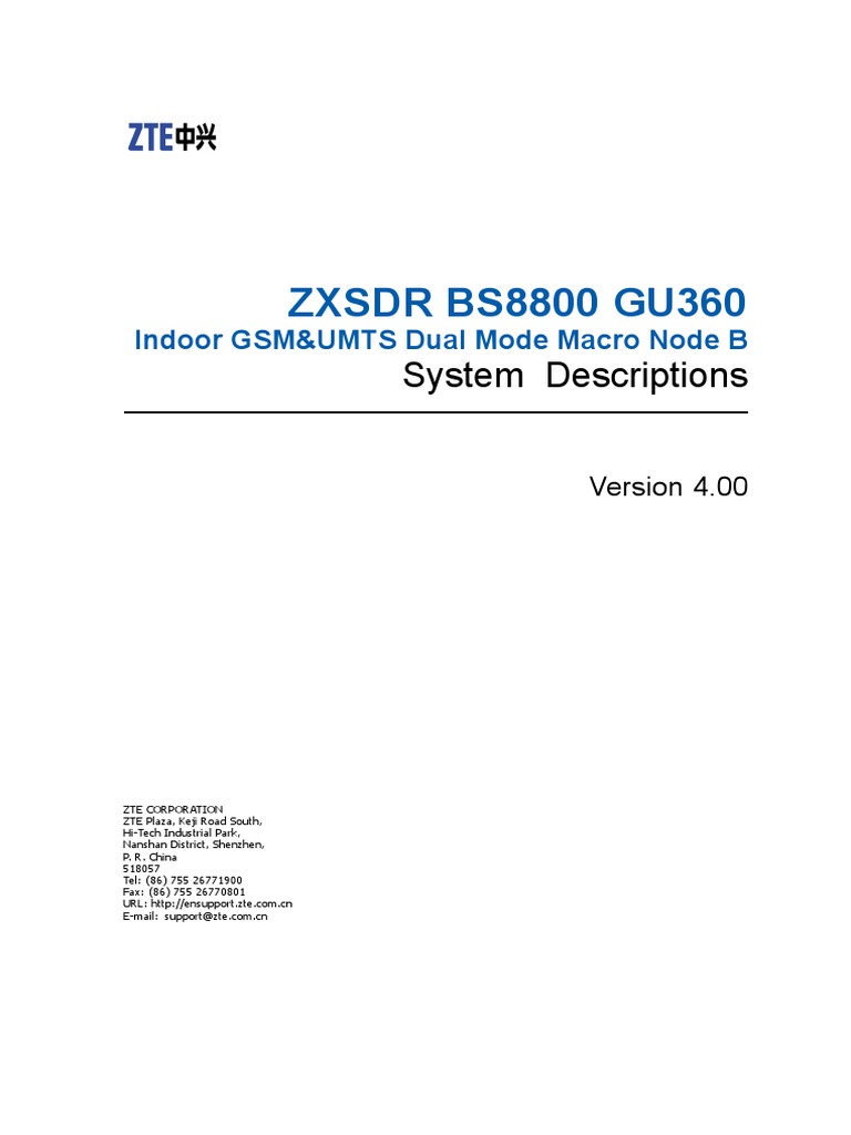 sjzl20085155-ZXSDR BS8800 GU360 (V4 (1) .00) System Descriptions PDF ...