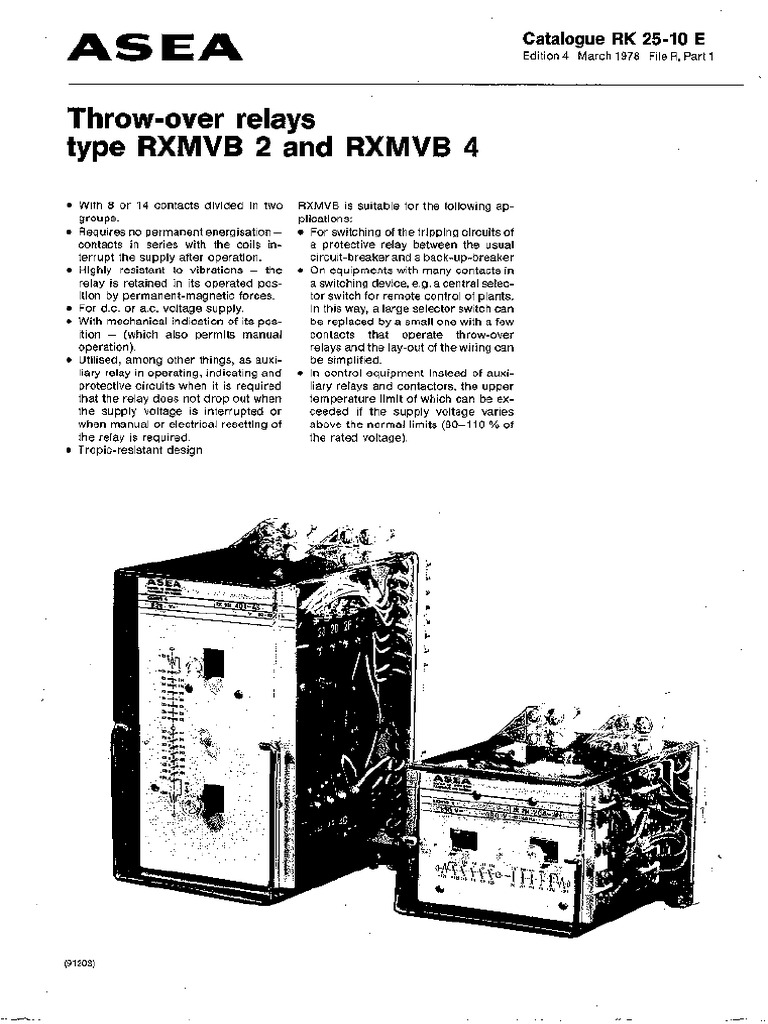 RK25-10E en RXMVB 2 and RXMVB 4 Throw-Over Relays | PDF
