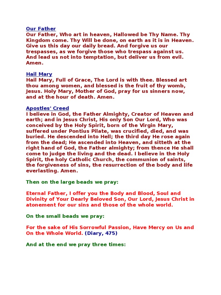 Catholic Prayers: Our Father, Hail Mary, Creed | PDF | History