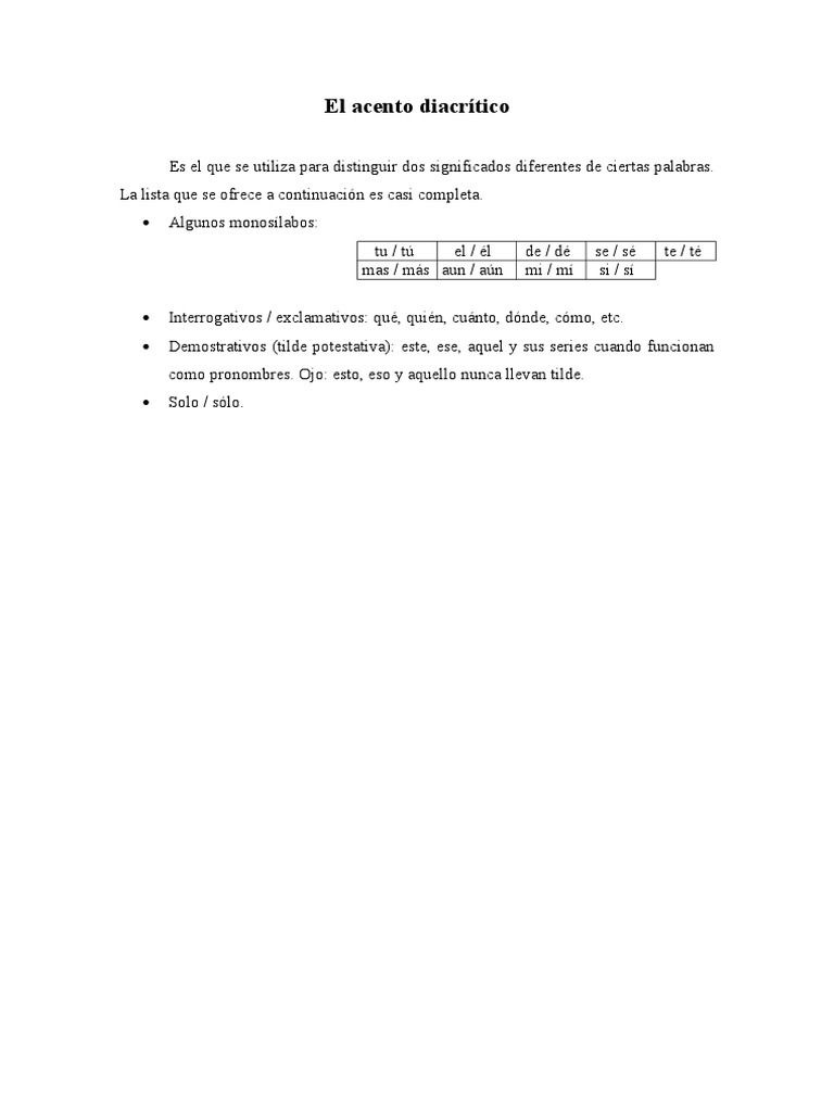 El Acento Diacritico | PDF