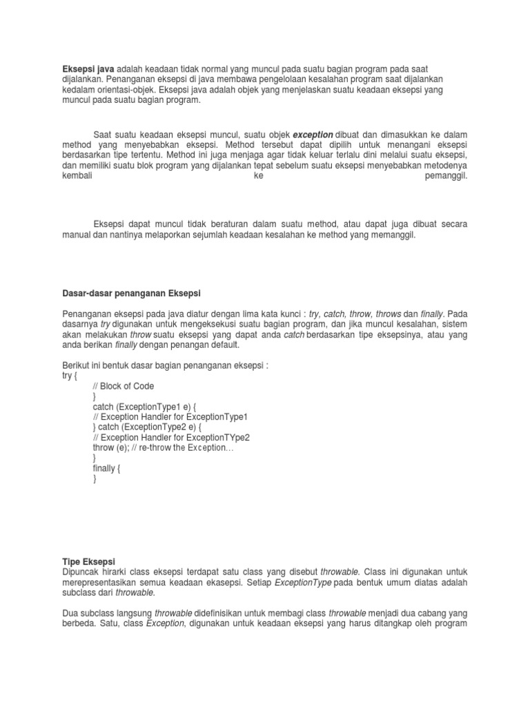 Eksepsi Java | PDF