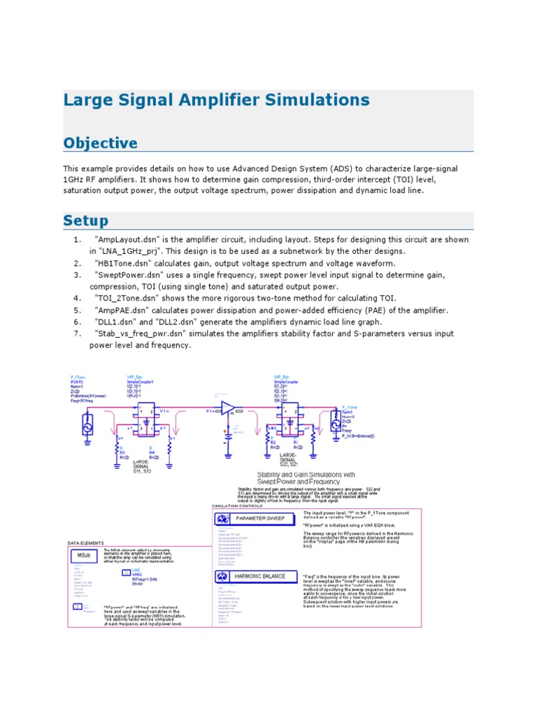 Large Signal Amplifier Simulations | PDF | Amplifier | Electronic Circuits