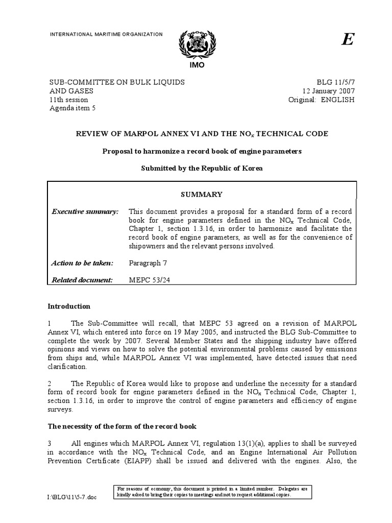 Draft Form of Record Book of Engine Parameters | PDF | Business