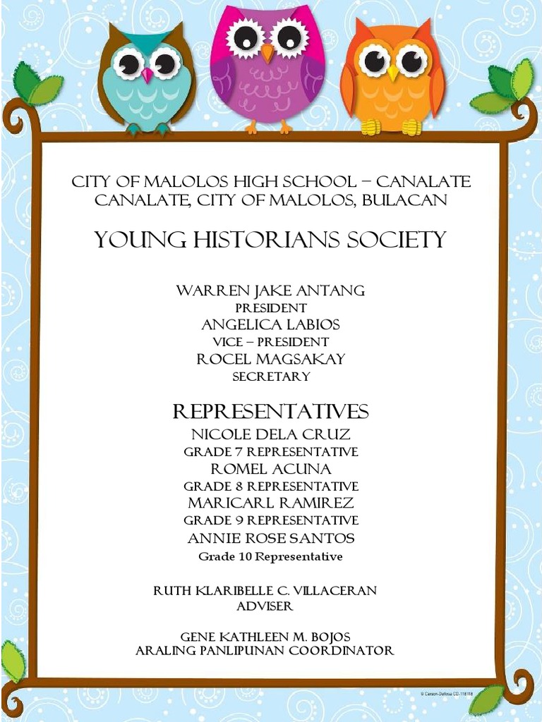Young Historians Society: Representatives | PDF
