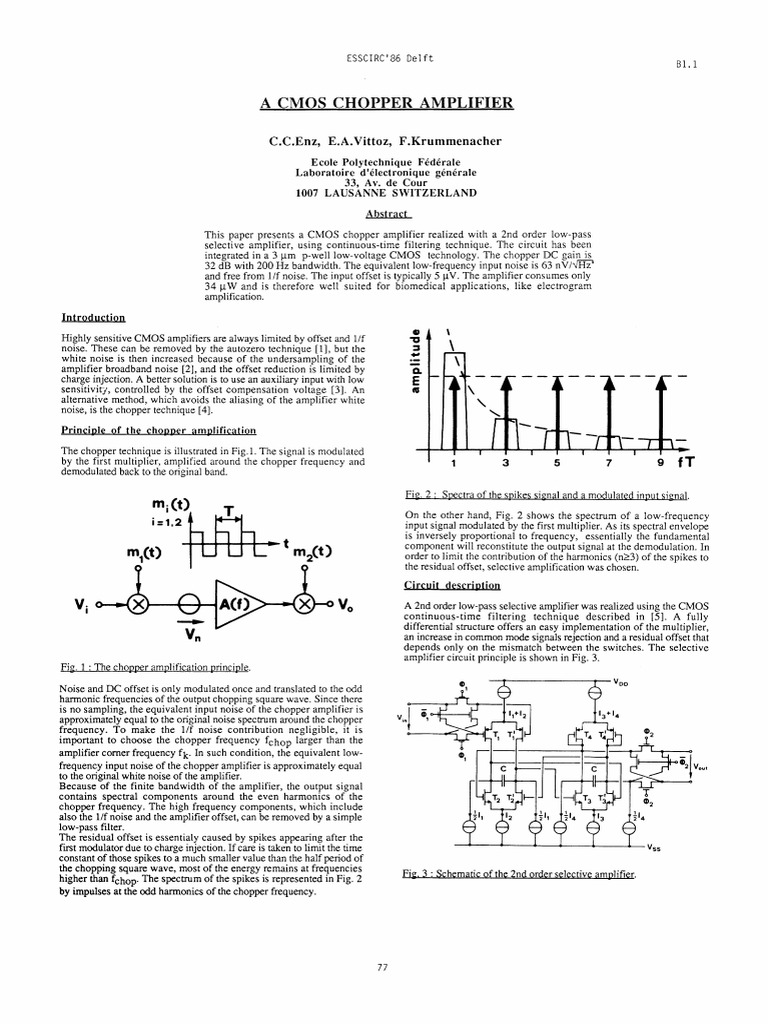 Cmos Chopper Amplifier | PDF | Low Pass Filter | Amplifier
