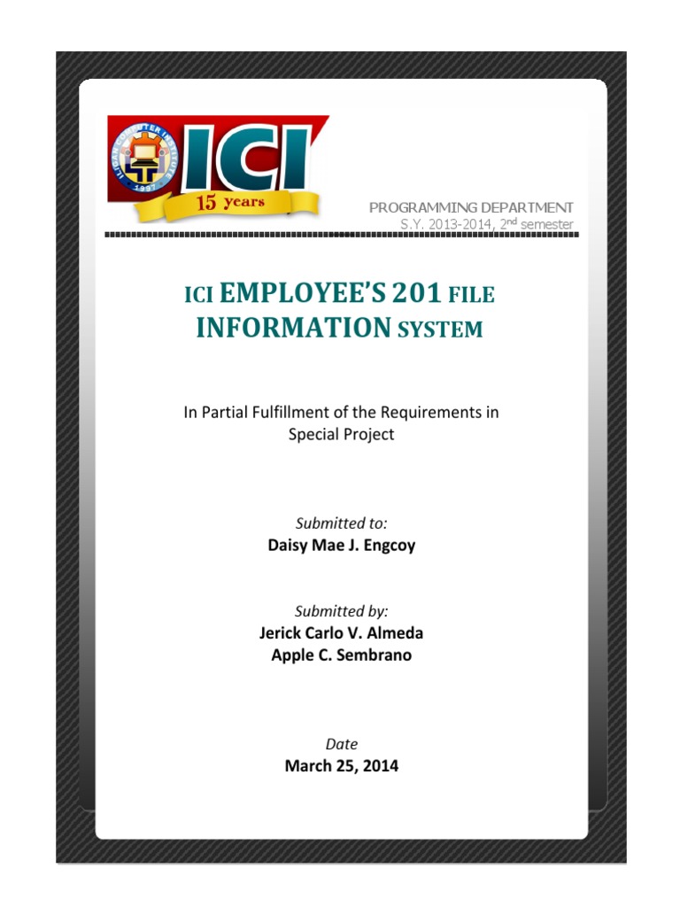Employee'S 201 Information: ICI File System | PDF | Use Case | Inventory