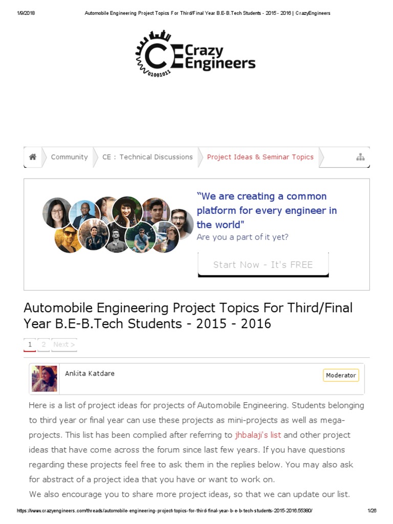 Automobile Engineering Project Topics For Third - Final Year B.e-B ...