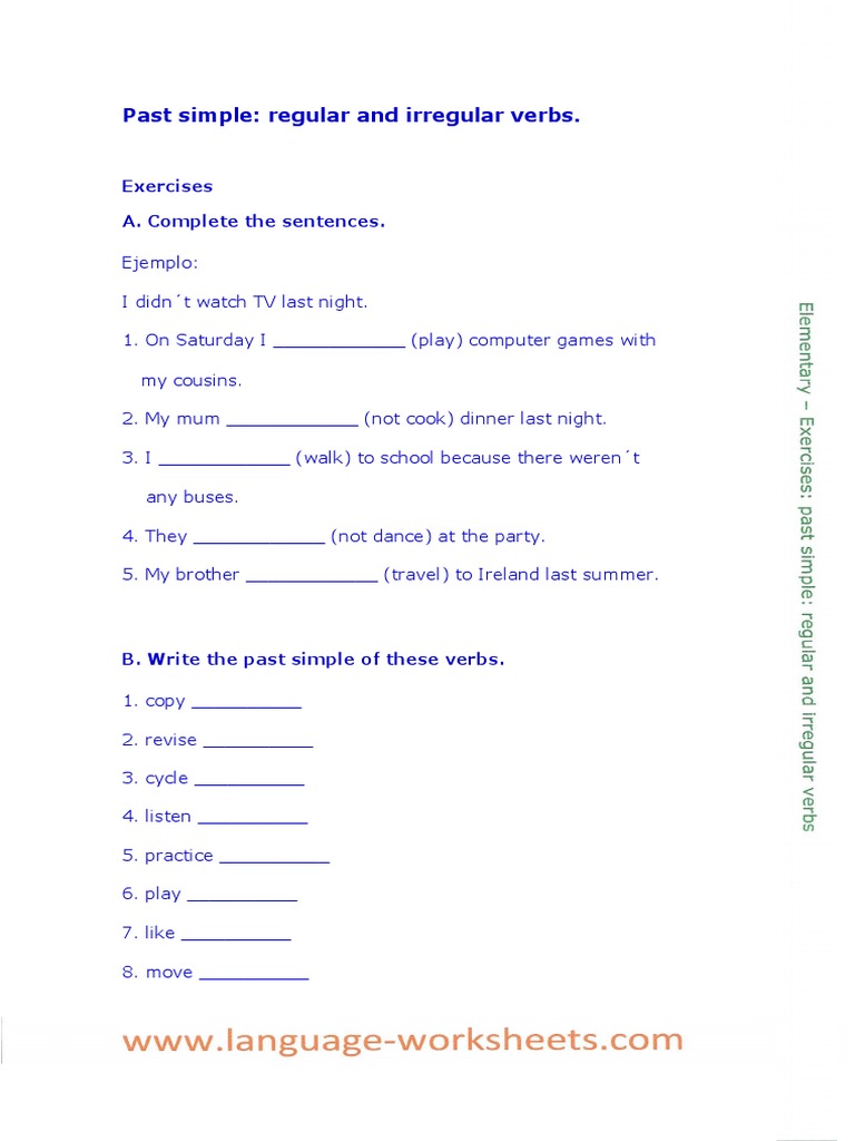 Past Simple Exercises PDF | PDF