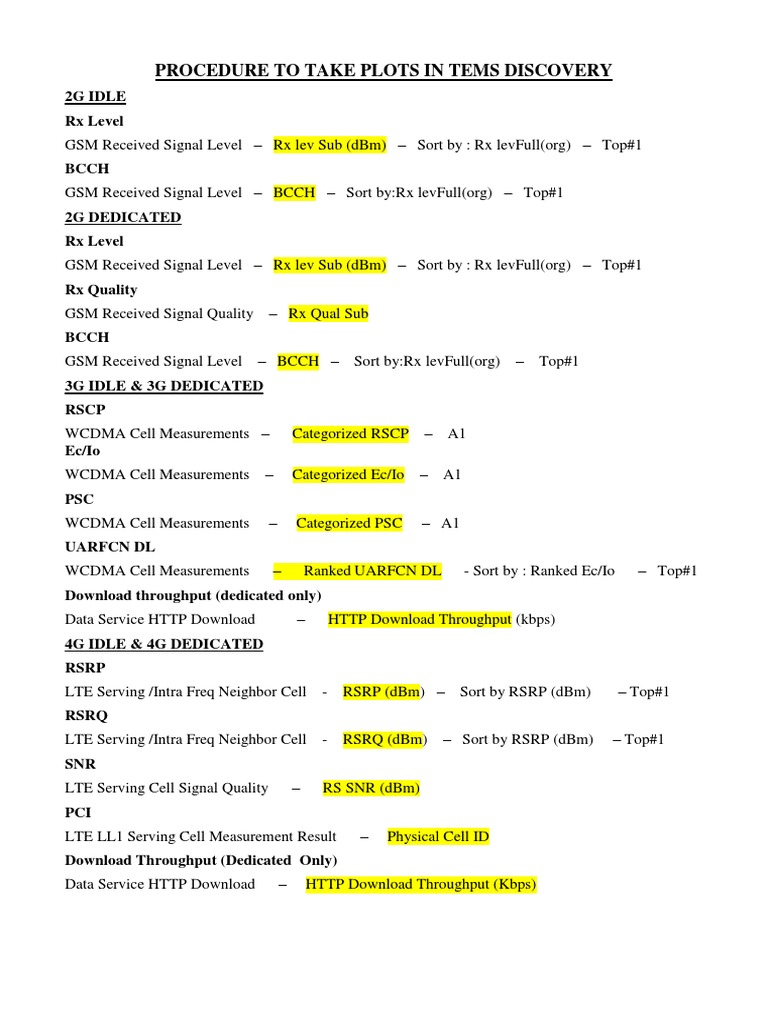 Procedure To Take Plots in Tems Discovery | PDF