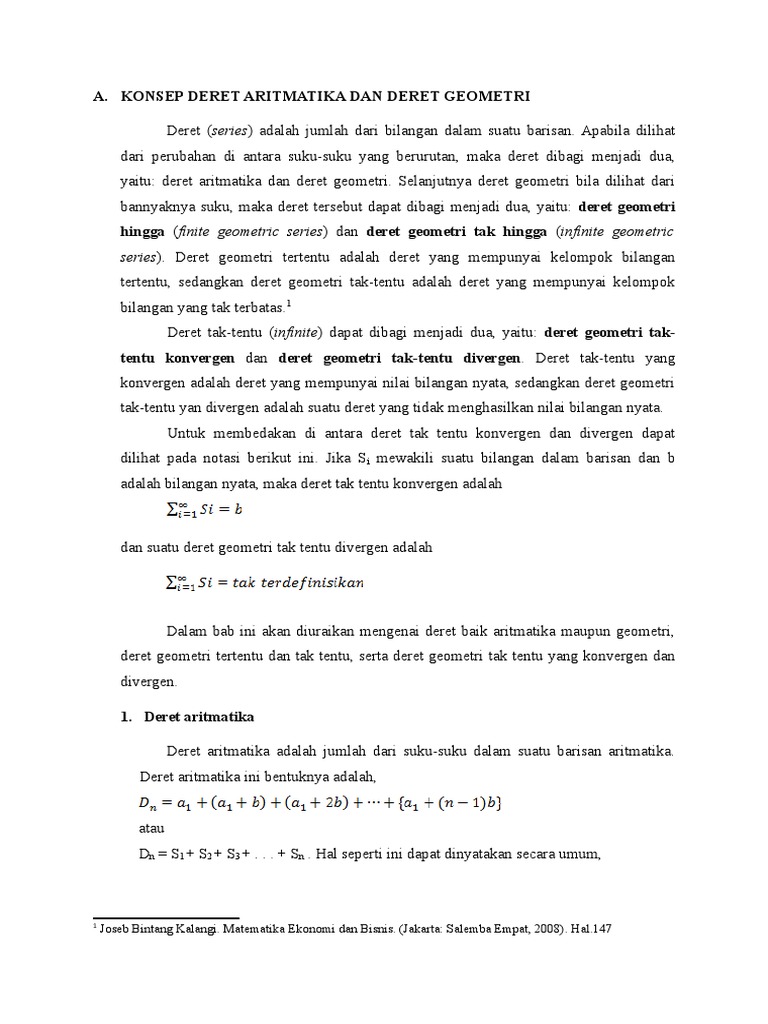 Konsep Deret Aritmatika Dan Deret Geometri | PDF