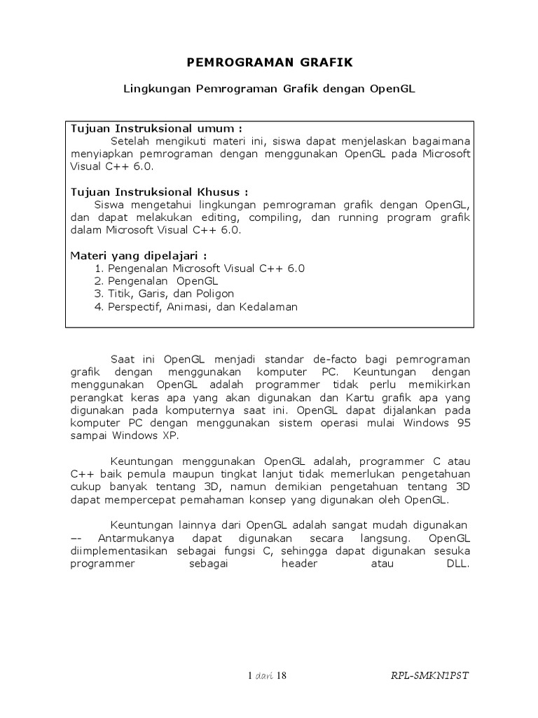 Lingkungan Pemrograman OpenGL | PDF