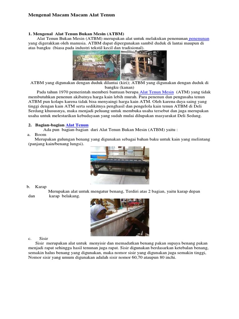 Mengenal Macam Macam Alat Tenun | PDF