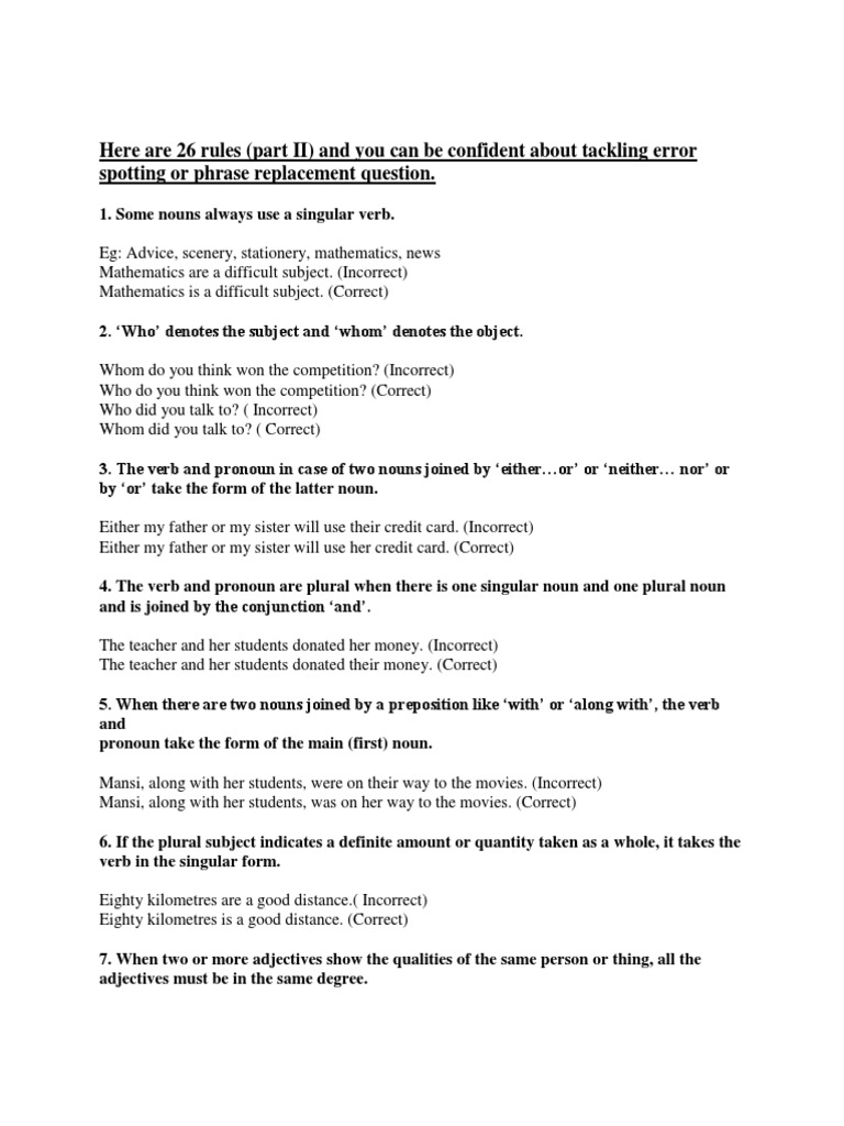 26 Tips On Error Correction - Part 2 | Download Free PDF | Grammatical Gender | Plural
